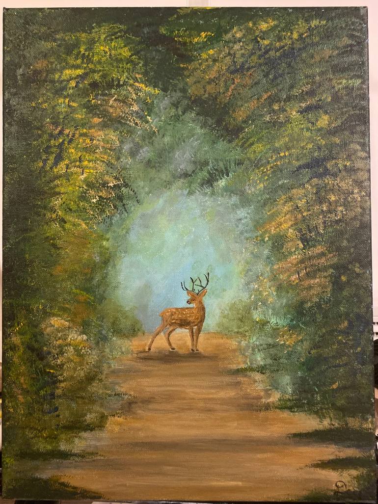 Golden Deer Painting by Deepti Dubey | Saatchi Art