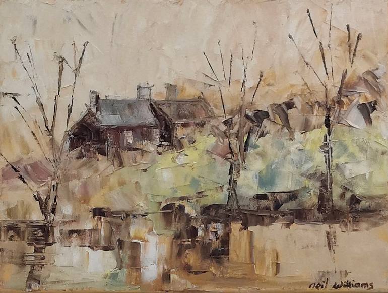 Autumn Cottages Painting by Neil Williams | Saatchi Art