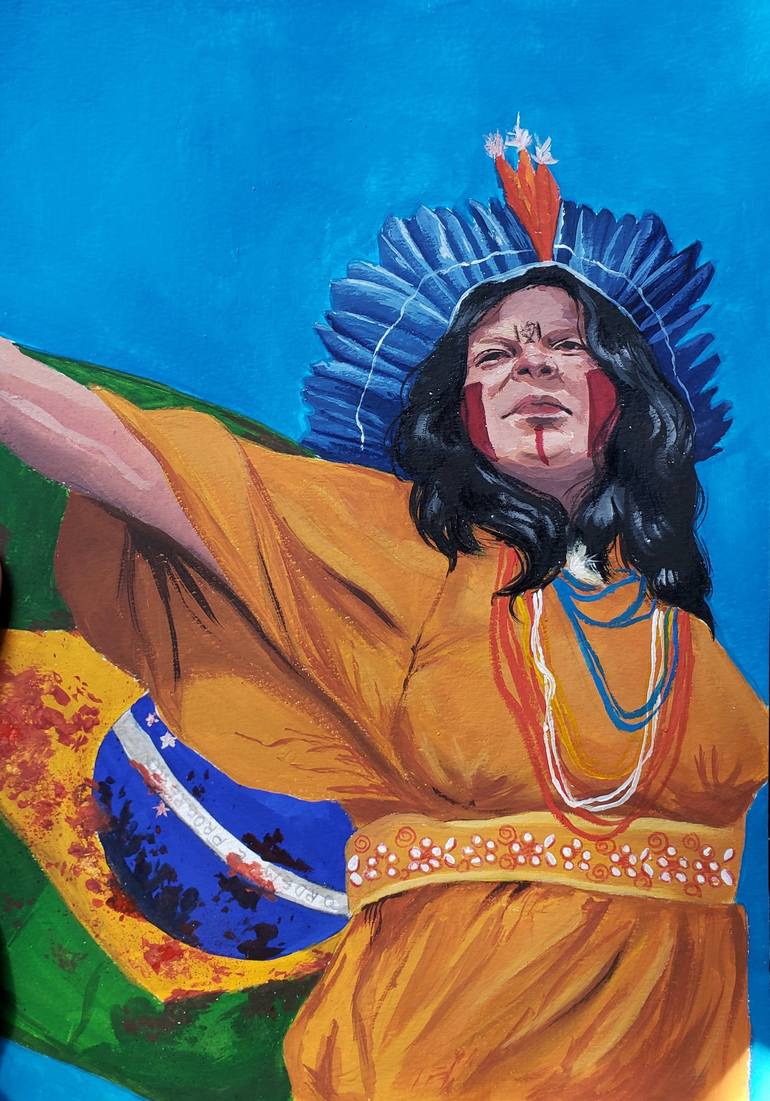 Stop indigenous genocide Painting by Gabriela Souza | Saatchi Art