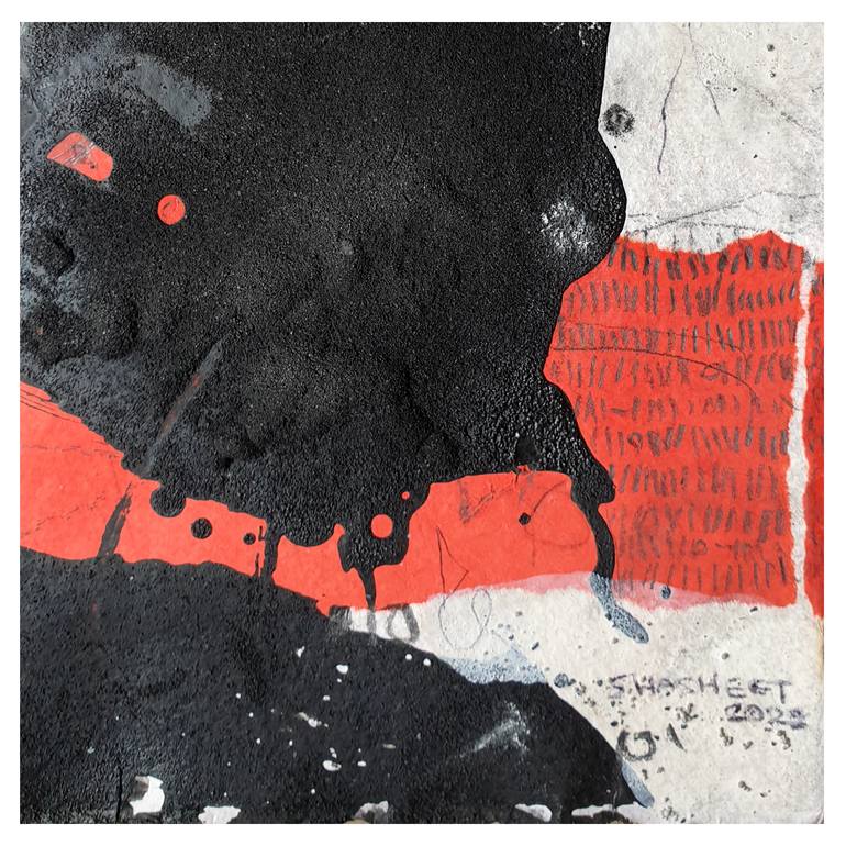 Composition & Red collage 6-22 Painting by Alaa Shasheet | Saatchi Art