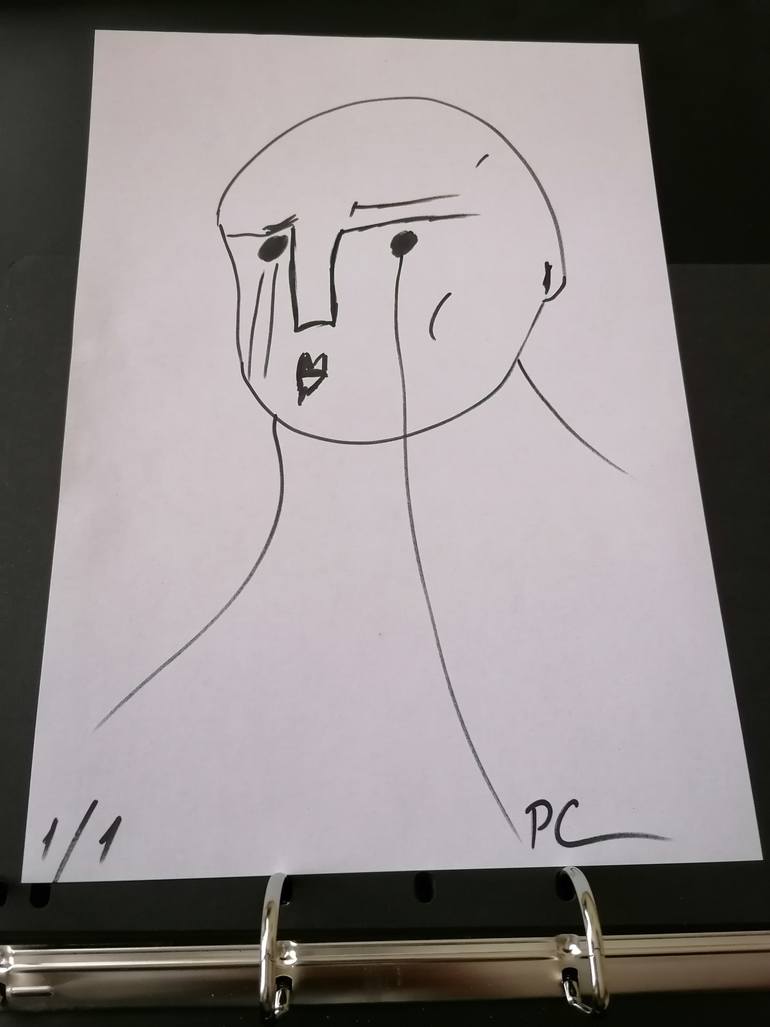 Sad Man Drawing by Cristian Popa | Saatchi Art