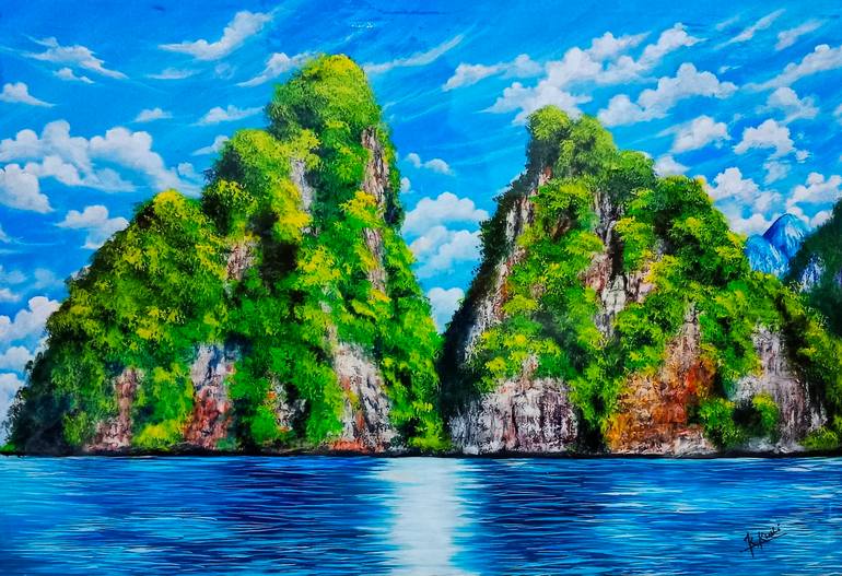 Acrylic Island painting Painting by khansa Khushi | Saatchi Art