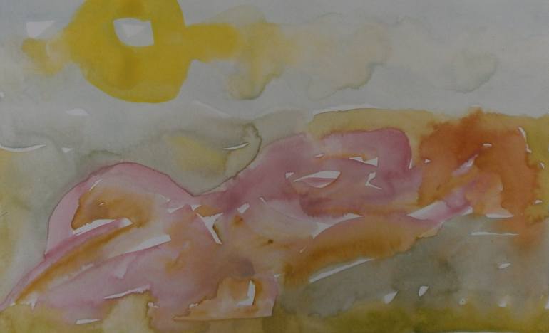 Pink girl in the landscape Painting by John Sims | Saatchi Art