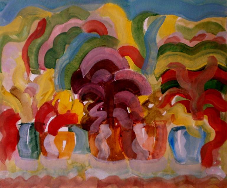 Sunny day in a small garden in Kent. Painting by John Sims | Saatchi Art