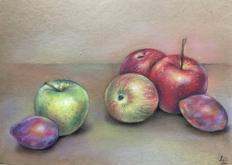 Apples & plums Drawing by Natalya Baranova | Saatchi Art