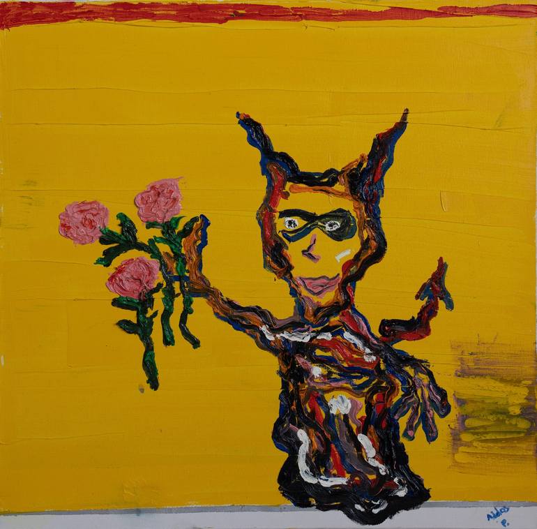 Devils with roses Painting by Aldous Plascencia | Saatchi Art