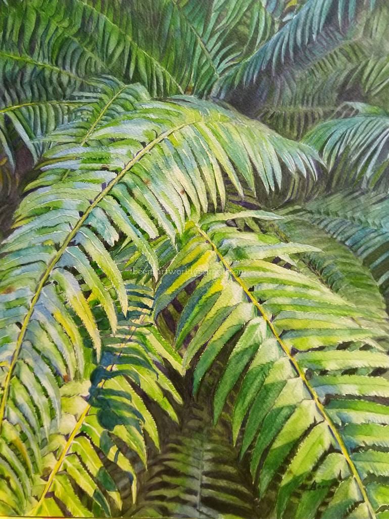Many shades of green Painting by Beena KS | Saatchi Art