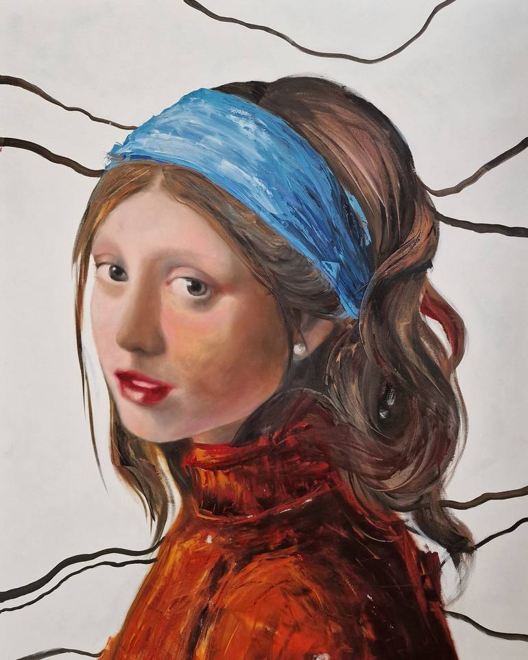 Girl with a pearl Painting by Patras Mirela | Saatchi Art