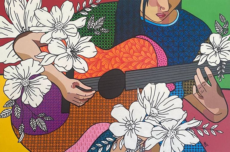 Playing Guitar Painting by Rami Jackson | Saatchi Art
