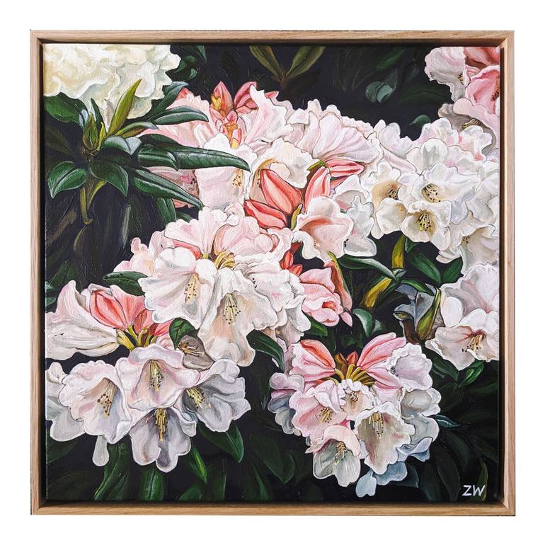 Percy's Pinks, Rhododendrons Painting by Zoe Webb | Saatchi Art