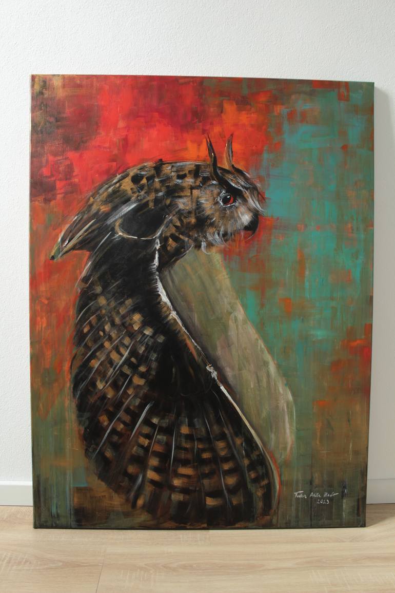 Eagle owl Painting by Todor Attila Zsolt | Saatchi Art