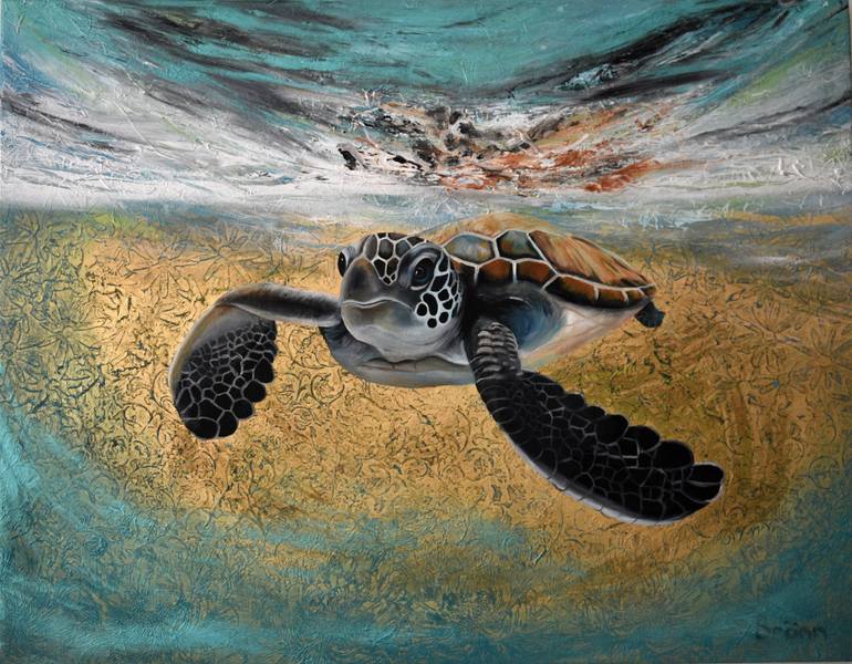 Cosmic Turtle Painting by Gerdus Brönn | Saatchi Art