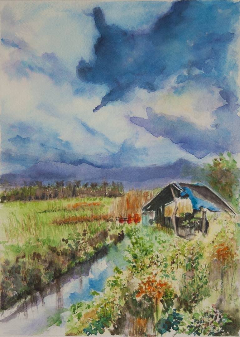 Neher - A Water Canal Painting by Rashmi Mehta | Saatchi Art