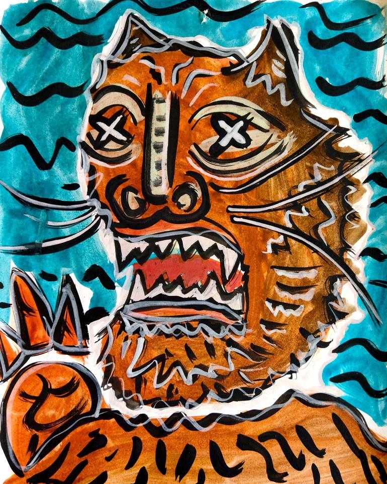 Floating tiger Painting by Juan Higuera | Saatchi Art