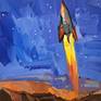 Rocket Launch Painting by Xcel Gallery | Saatchi Art