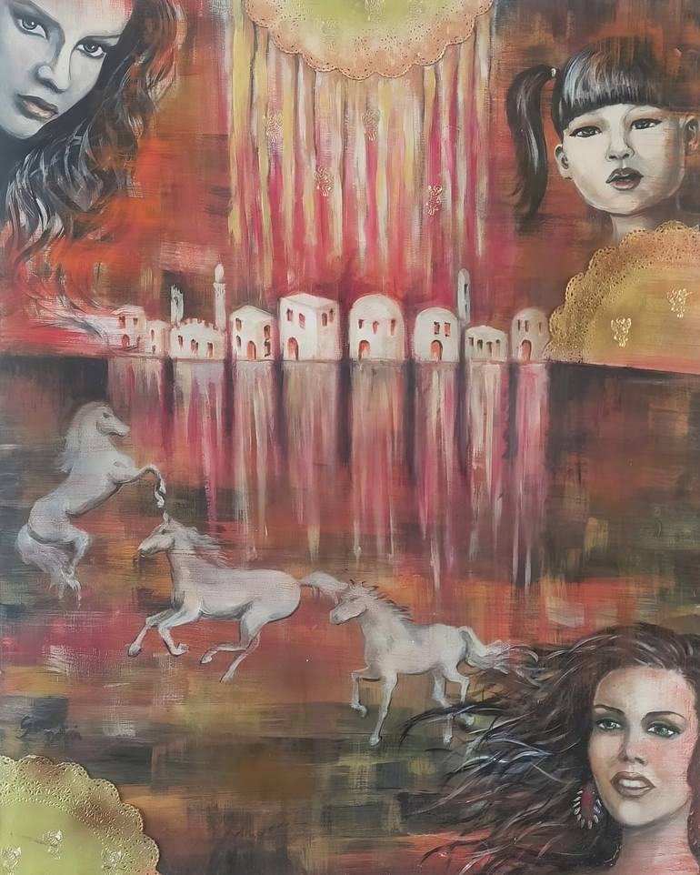 Horses and New Energy Painting by Sara Dolfini | Saatchi Art