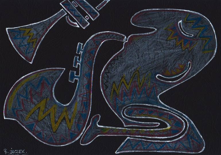 Jazz Graphic No. 4 I Love Jazz Music Drawing by Beata Zaczek | Saatchi Art