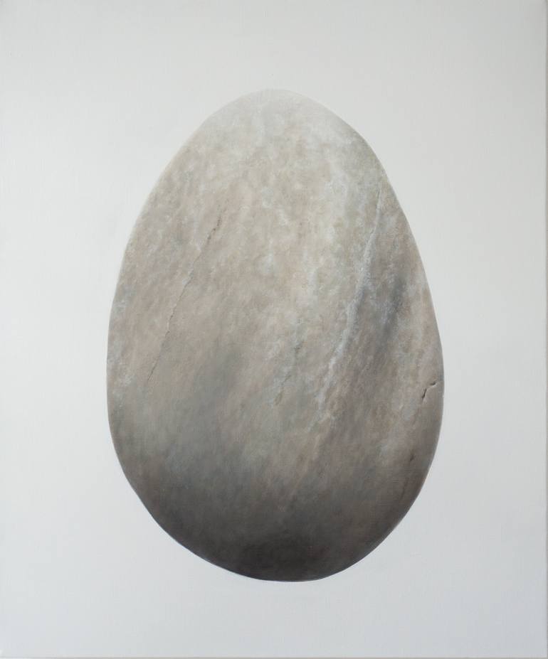 Green Striped Stone Painting by Sarah Verardo | Saatchi Art