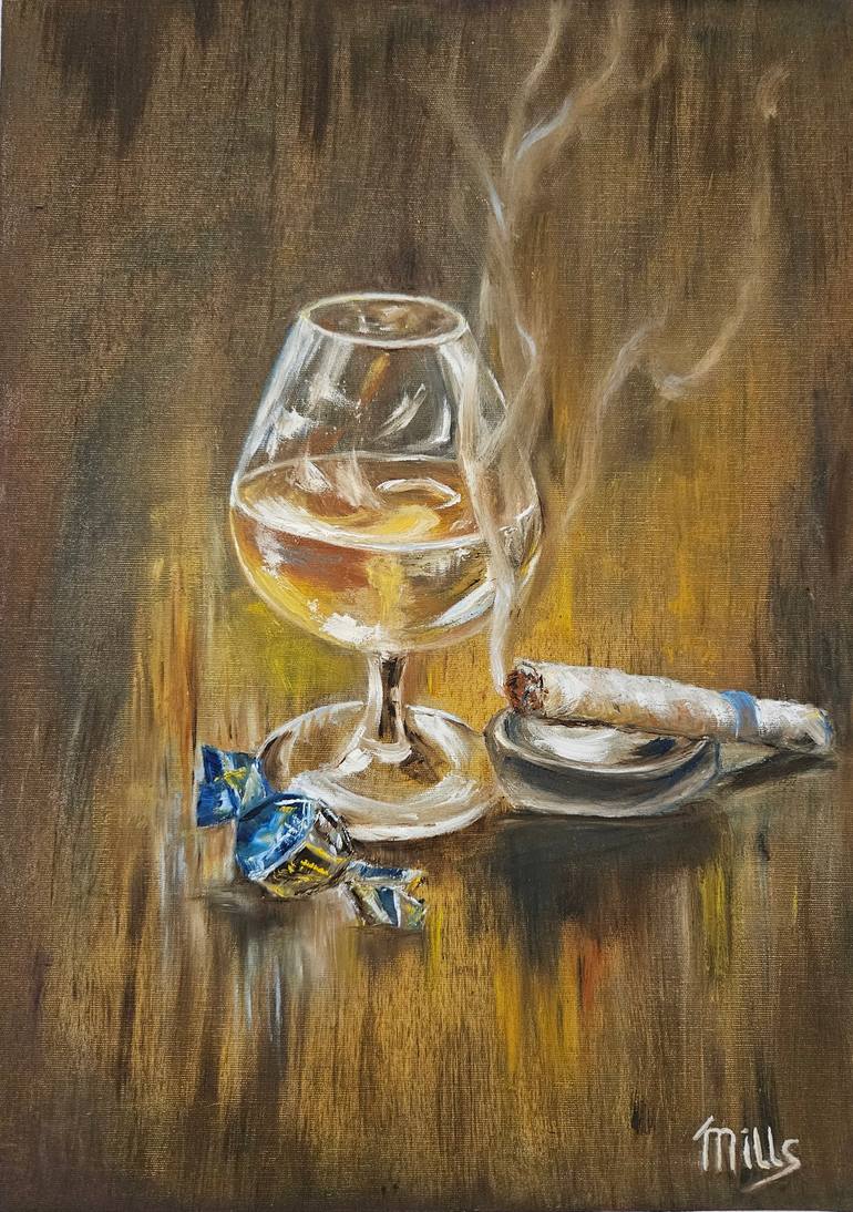 Brandy Time. Oil Painting Painting by Tania Mills | Saatchi Art