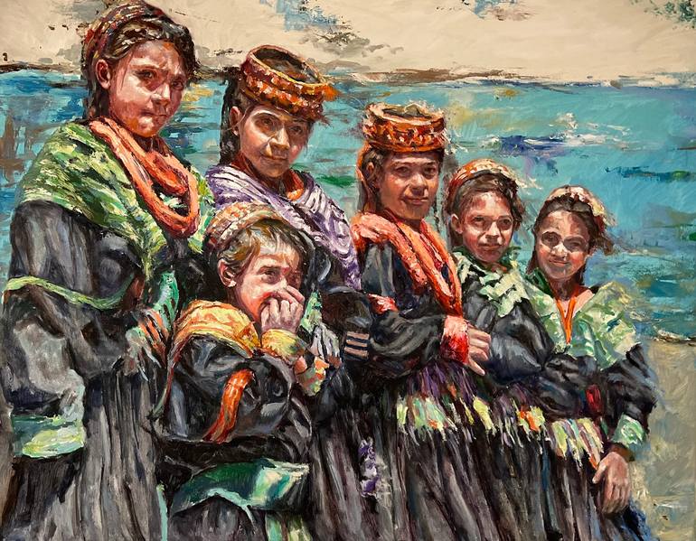 Kelashi Girls Painting by Ahmad Kasher | Saatchi Art