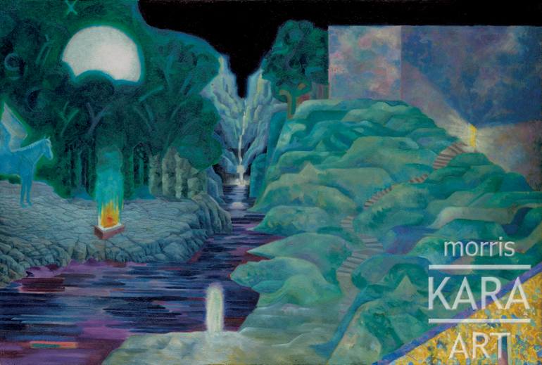 Crossing at the Waters of Lethe Painting by Morris Kara | Saatchi Art