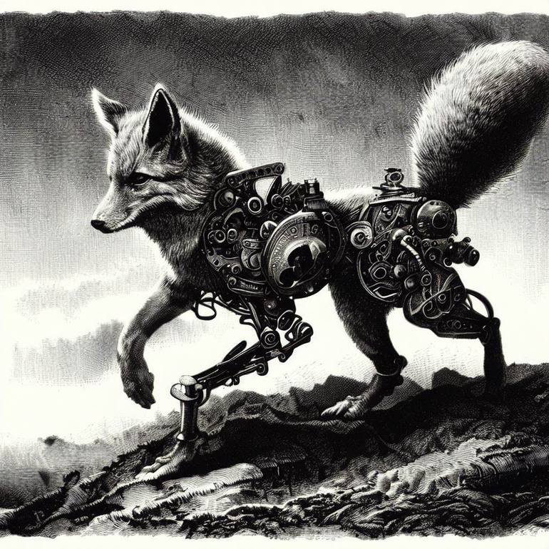 Steampunk Fox Drawing