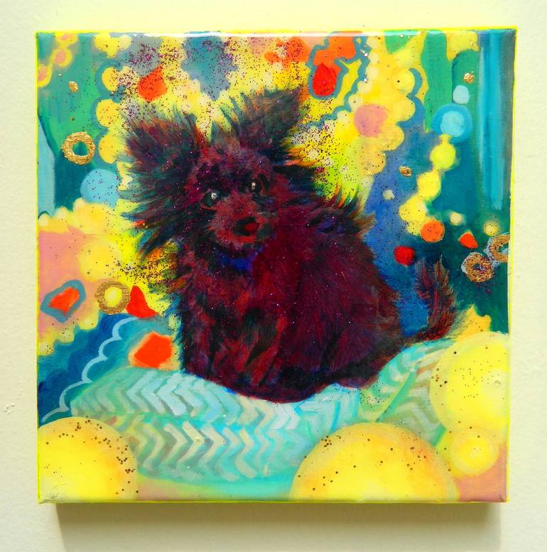 Black Puppy Painting by Jo Gamel | Saatchi Art