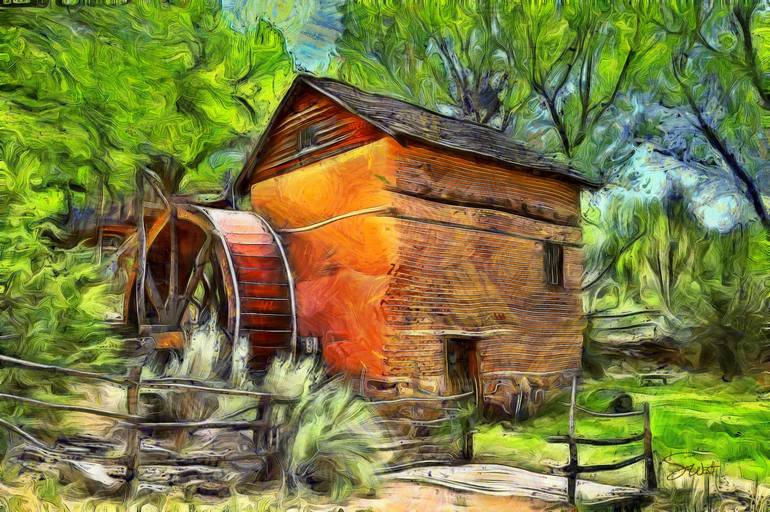 Rancho Water Wheel Painting by Scott West | Saatchi Art