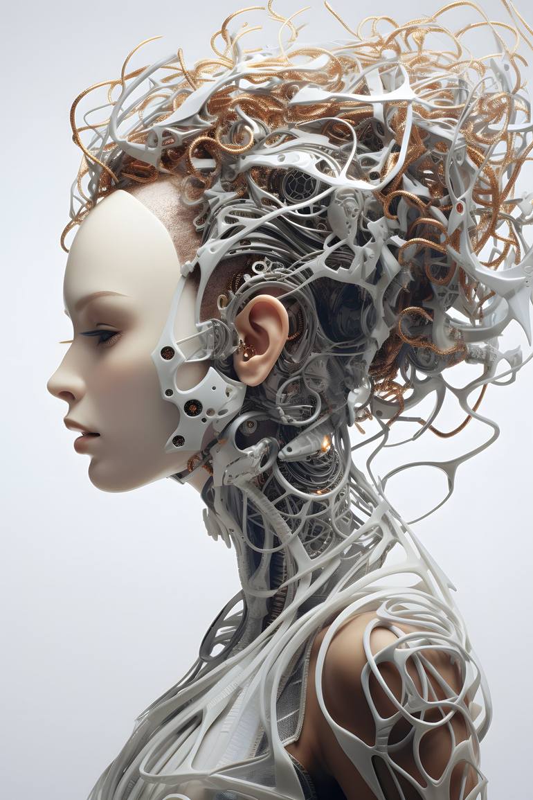 Anna - Biomechanical Cyborg - AI Art - Limited Edition Mixed Media by ...
