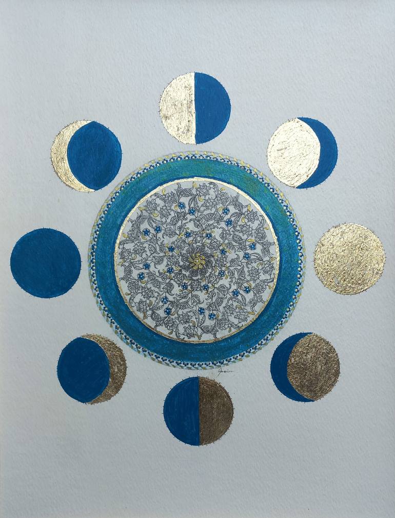 The Earth and Moon in its different phases Painting by Joveria Malik ...