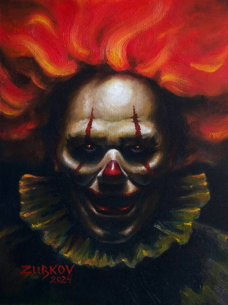 THE CIRCUS IS IN TOWN 3 / EVIL CLOWN Painting by Pavel Zubkov | Saatchi Art