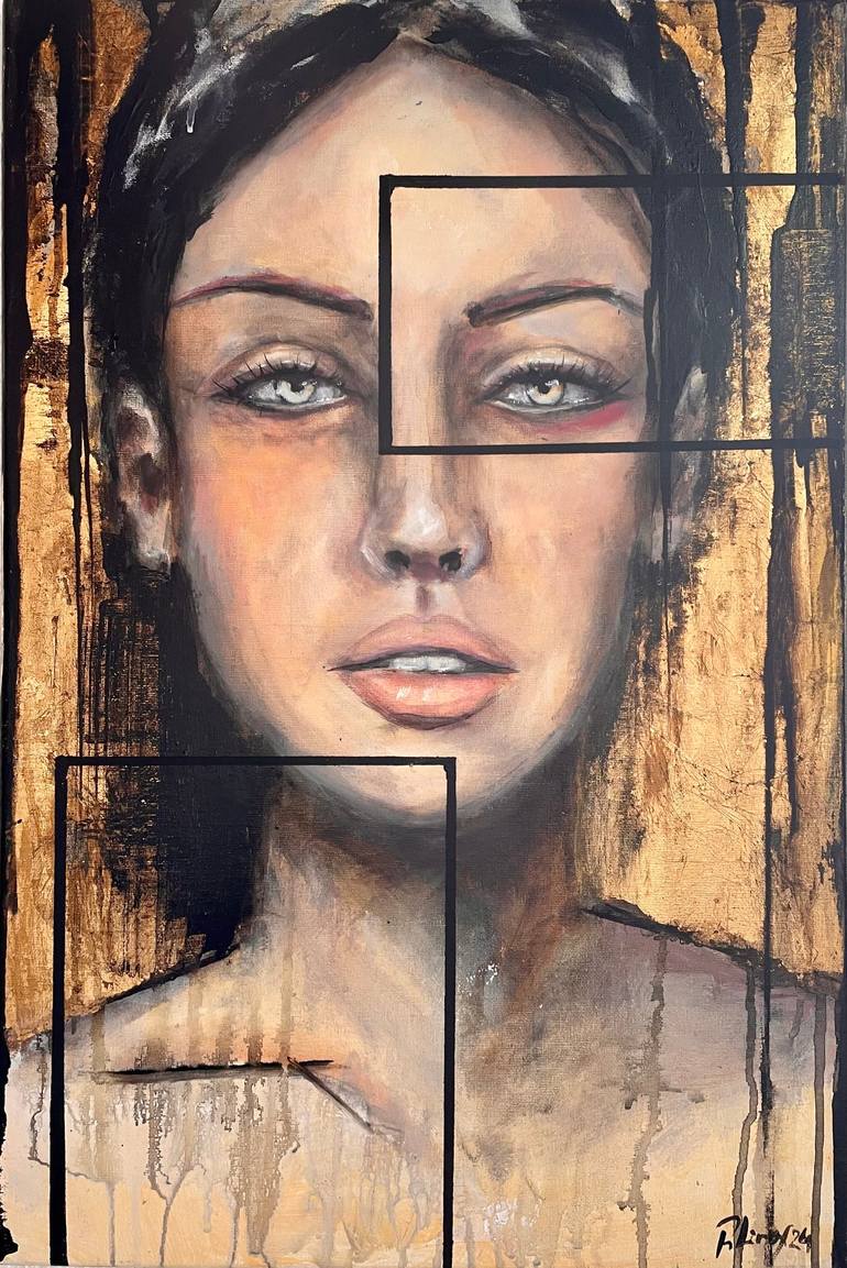 Golden Muse Painting by Rita Lima | Saatchi Art