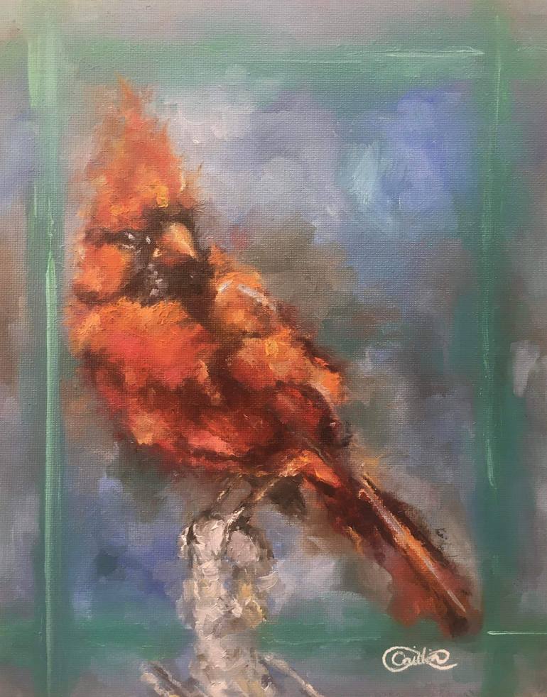 Curious Cardinal Painting by Caitlin Hanmore | Saatchi Art