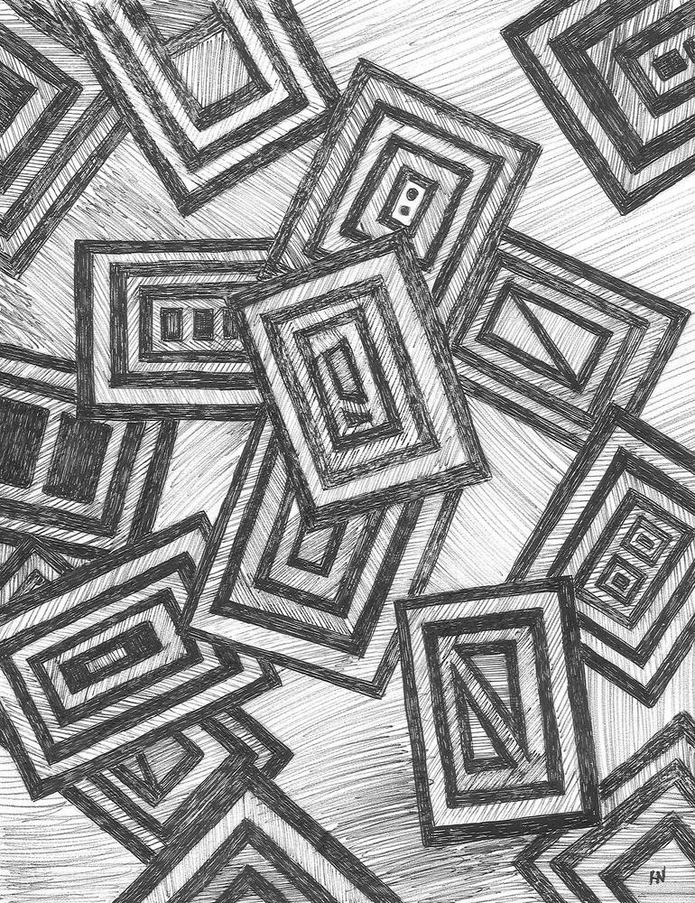 Abstracted Rectangles Drawing by Hank Nielsen | Saatchi Art