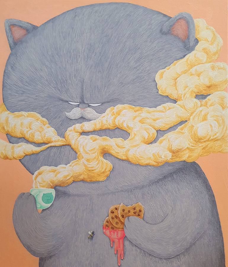 cookies and hot coffee Painting by Taejin Jeon | Saatchi Art