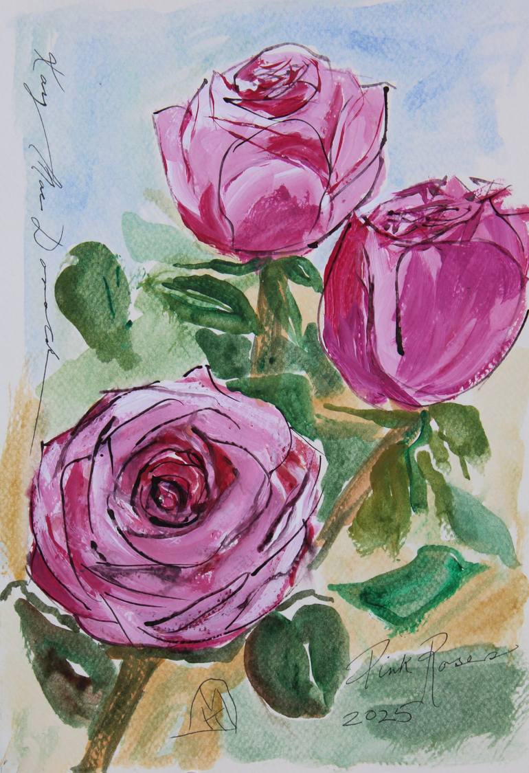 Pink Roses Painting by Kay Macdonald | Saatchi Art