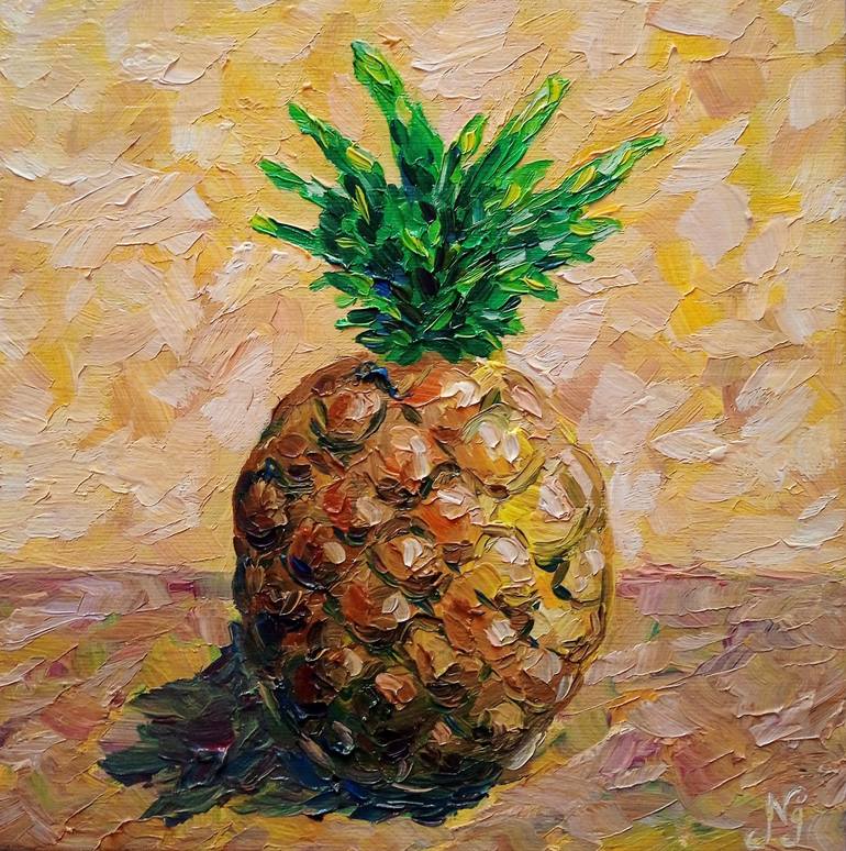 Pineapple Oil Painting Tropical Fruit Original Art Canvas Painting by Natelly Gree | Saatchi Art