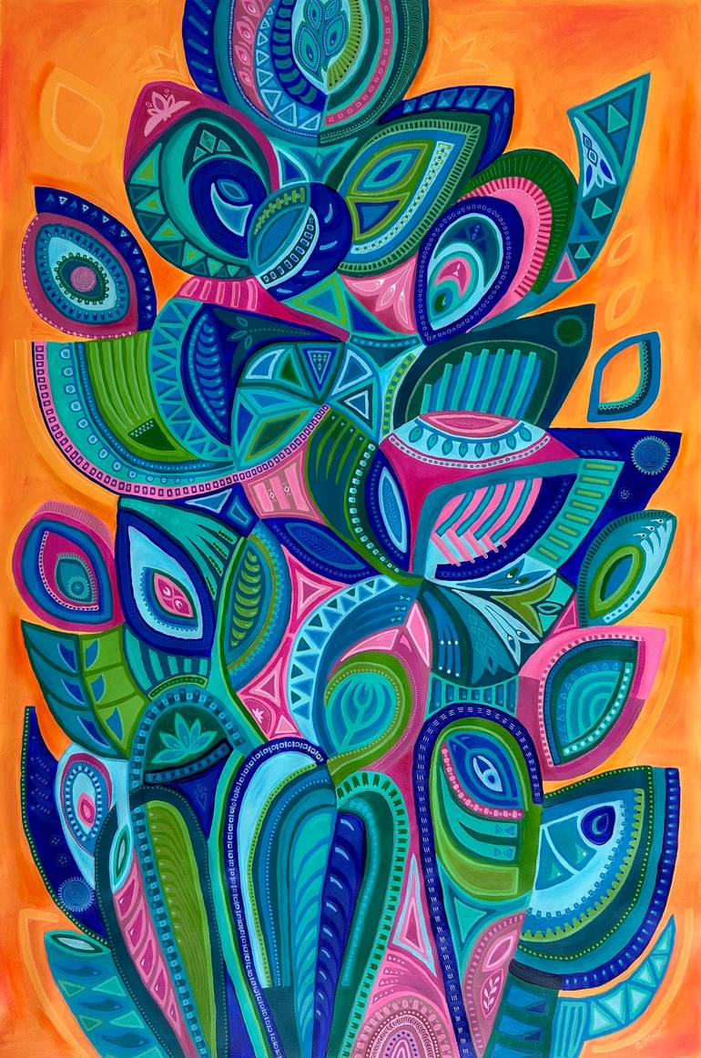 Connecting Leaves Painting by Samantha Malone | Saatchi Art