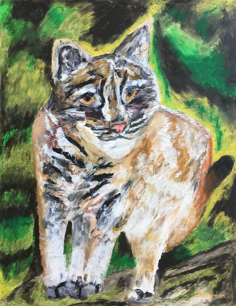 Asian Golden Cat Drawing by Justin Halo | Saatchi Art