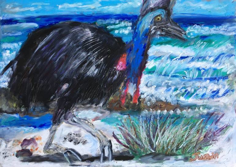 Cassowary Painting by Justin Halo | Saatchi Art