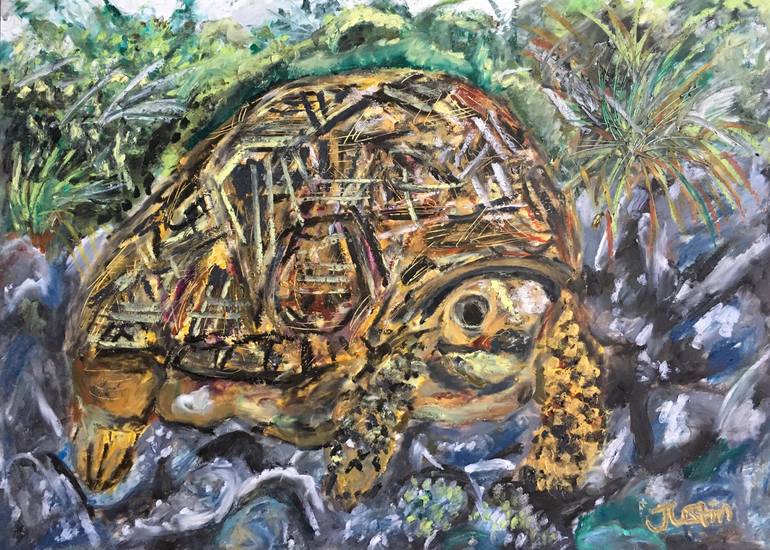 Radiated Tortoise Painting by Justin Halo | Saatchi Art