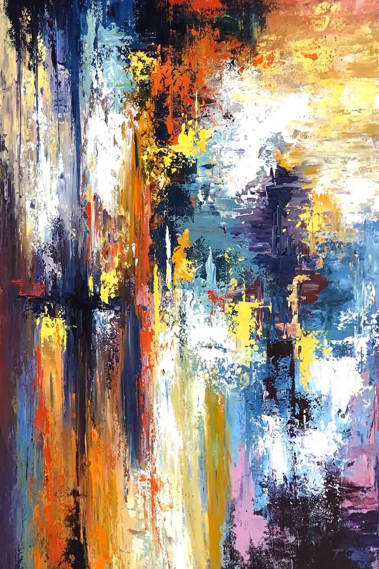 Vibrant Abstract Impasto Painting for Modern Decor Painting by A Hooda ...