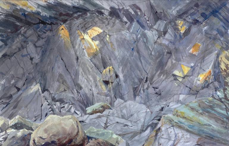 'Dahouët. (Under the Wave Cut Notch).' Painting by Martin Beresford ...