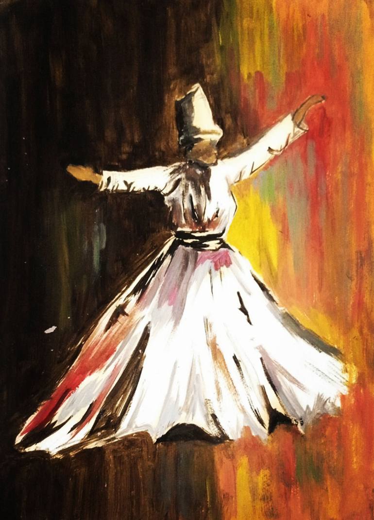 Abstract Whirling Dervish Painting by Tayyba Amjad hussain | Saatchi Art