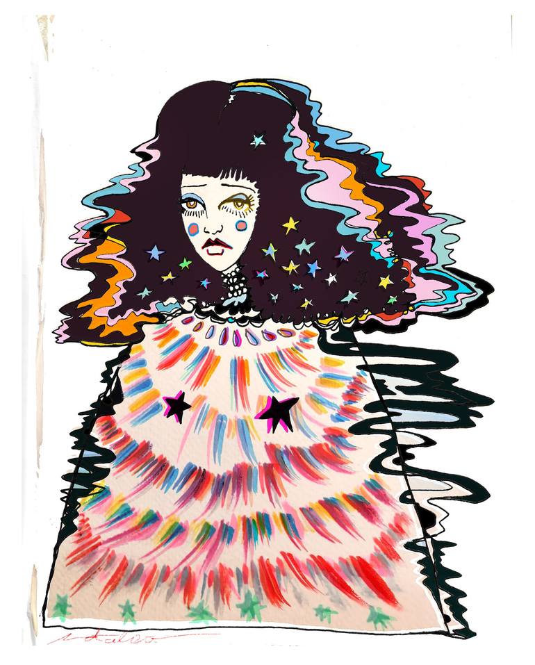 Party Girl Drawing by Natalia Zofia | Saatchi Art