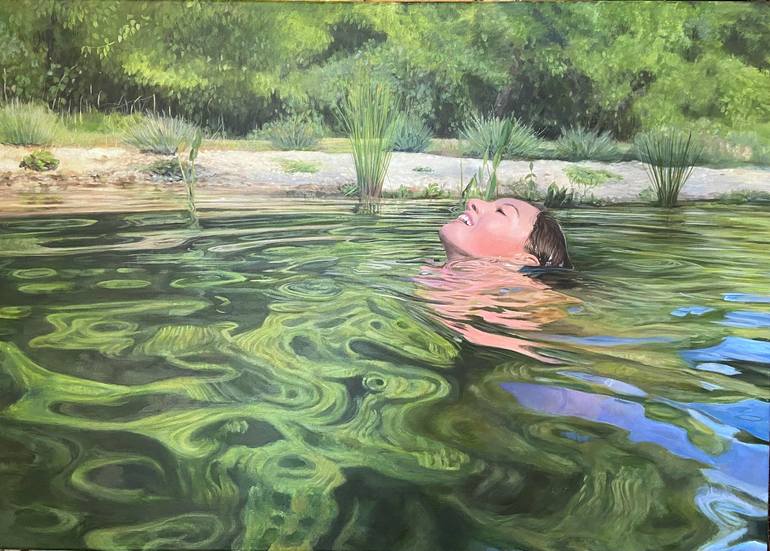 Swimming pond Painting by Annette Tranter | Saatchi Art
