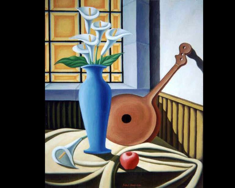 Still life with Mandolina Painting by Sokol Sinani | Saatchi Art