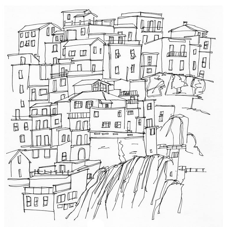 Cinque Terre Drawing by Molly Mattin | Saatchi Art