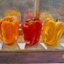 Three Peppers Painting by Edith Bingham | Saatchi Art