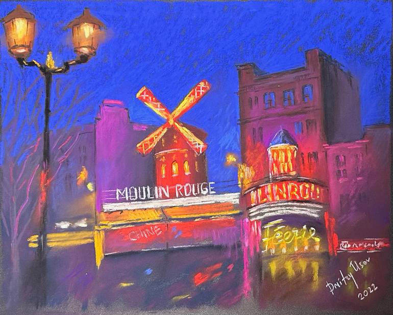 The Moulin Rouge Pastel Painting 8.5x11 Painting by Dim Usov | Saatchi Art